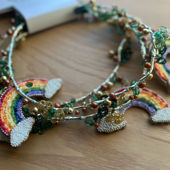 Holiday | At Patricks Day Bling Beaded Garland Rainbow Green Leprechaun ...